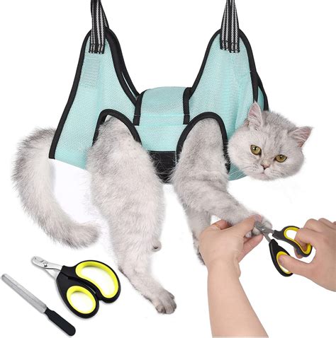 Msmuoez Cat And Dog Grooming Hammock With Safety Belt For