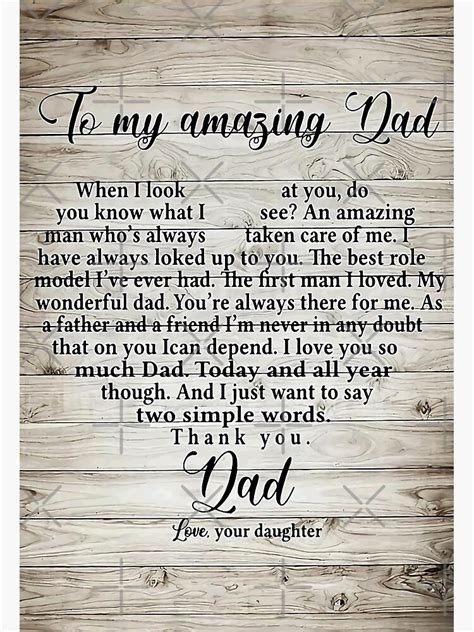 Daughter To My Dad Father Day Meaning Quotes Poster For Sale By