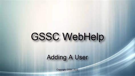 GSSC Web Help Add User YouTube