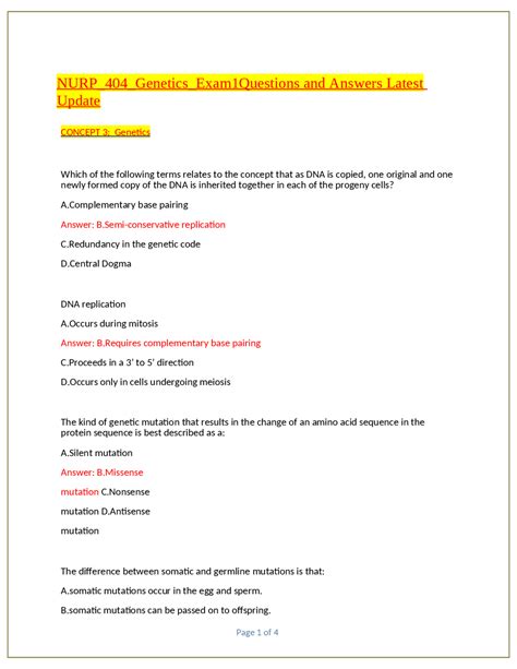 genetics exam questions and answers exams biology docsity