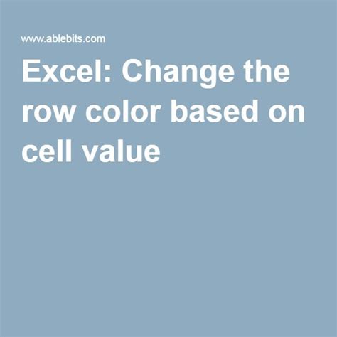 Excel Change The Row Color Based On Cell Value Excel The Row Cell