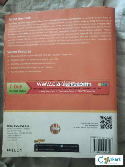 Buy Wiley S Years JEE Main Chapter Wise Solved Papers Book In Excellent