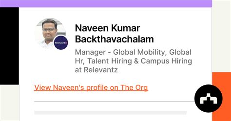 Naveen Kumar Backthavachalam Manager Global Mobility Global Hr Talent Hiring And Campus