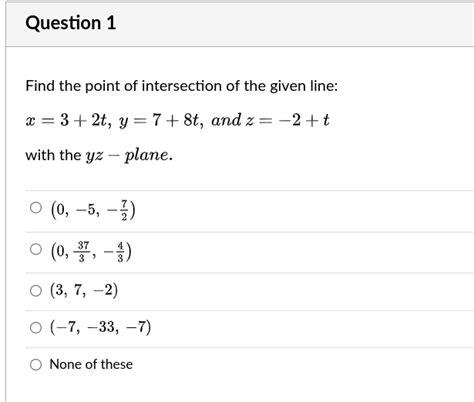 Solved Find The Point Of Intersection Of The Given Line Chegg