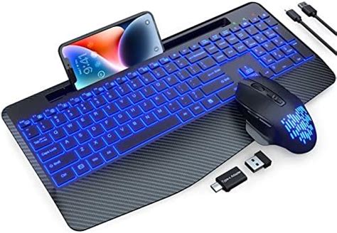 Lighted Up Full Size 2 4g Wireless Keyboard And Mouse Combo Rechargeable With 7