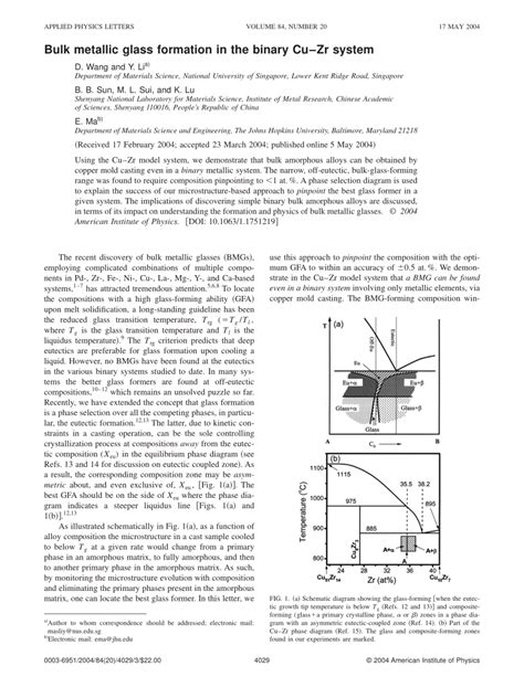 Pdf Bulk Metallic Glass Formation In The Binary Cuzr System