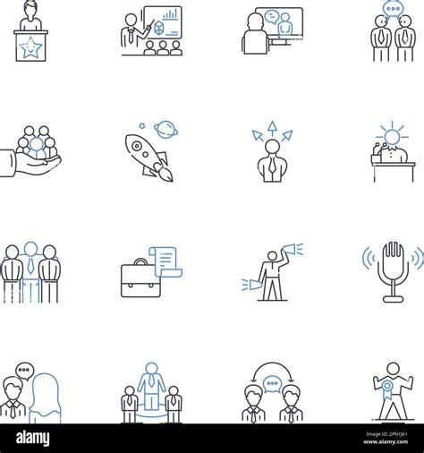 Political Culture Line Icons Collection Democracy Power Representation Nationalism