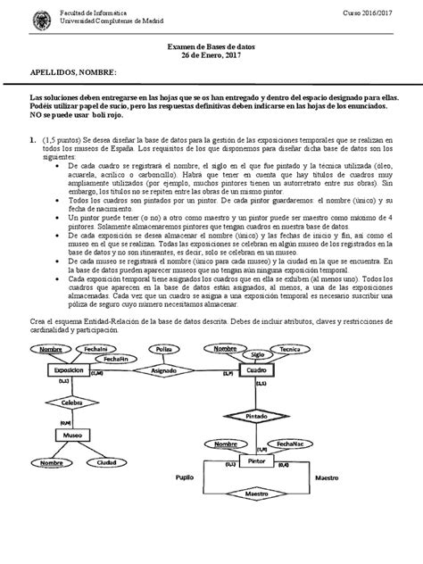 Examen Base De Datos Feb17 Solucionado Pdf Pinturas Sql
