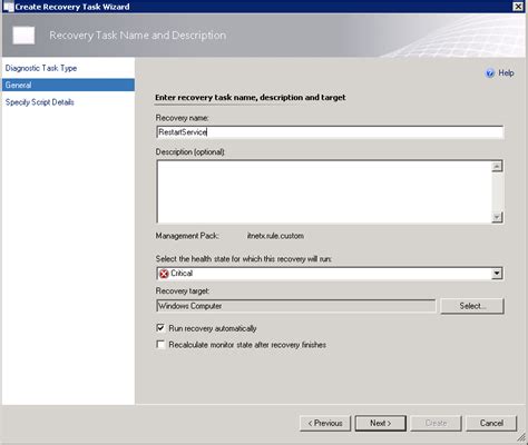SCOM Recovery Task Script For Restarting A Windows Service And Depending Services