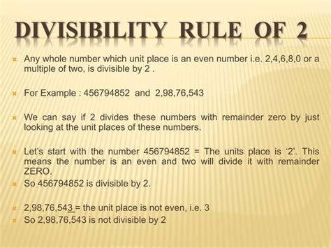 Mathematics Divisibility Rules From To PPTX
