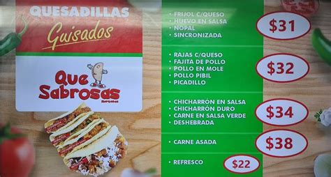 Carta Del Restaurante Que Sabrosas Nuevo Laredo C Maclovio Herrera 2903
