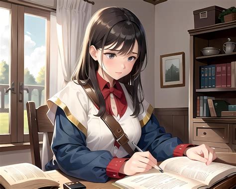 Premium AI Image A Girl Translating An Ancient Manuscript Ai Generated
