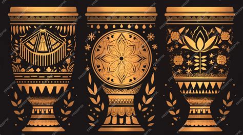 Vietnamese Dong Son Drum Patterns With Intricate Designs Premium Ai Generated Vector