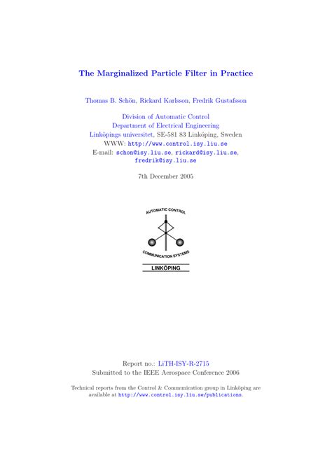 pdf the marginalized particle filter in practice