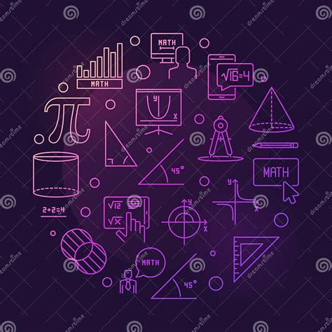 Mathematics Education Concept Vector Line Round Colored Banner Math
