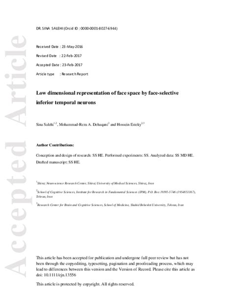 Pdf Low Dimensional Representation Of Face Space By Face Selective