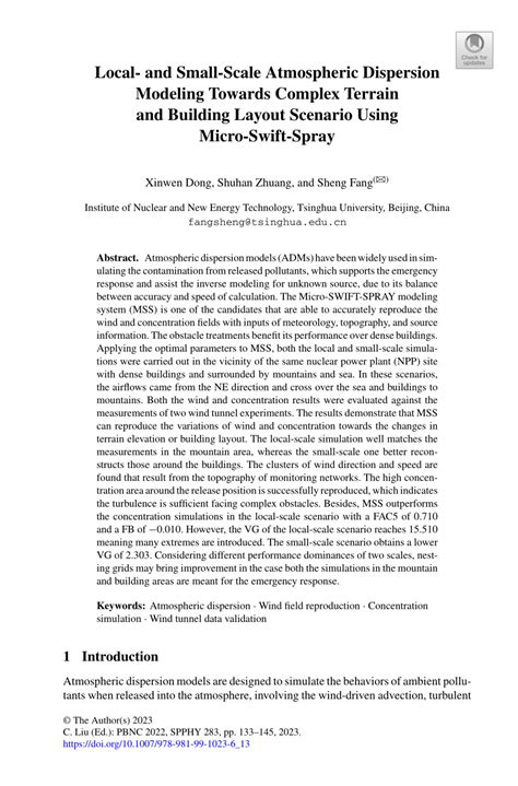 Pdf Local And Small Scale Atmospheric Dispersion Modeling Towards Complex Terrain And