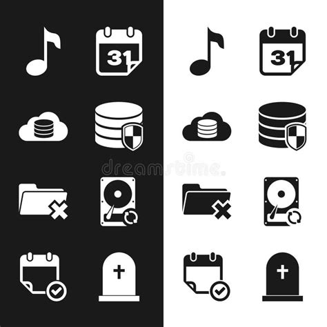 Set Database Protection Cloud Database Music Note Tone Calendar Delete Folder And Hard Disk
