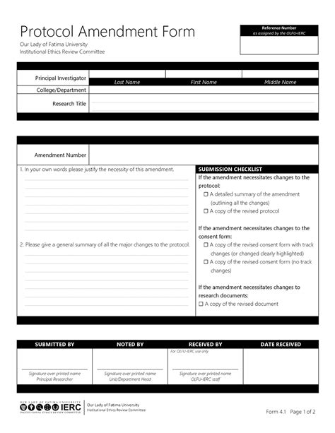 41 Protocol Amendment Form Andand And0 123 Studocu