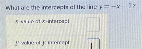 Solved What Are The Intercepts Of The Line Y X 1 Math
