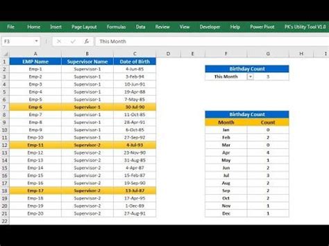 Excel Tips Highlight And Get Birthdays Count From Date Of Birth Artofit