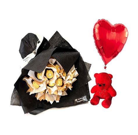Rocher Bouquet With Teddy Send Ts To Pakistan Rosetta Flora
