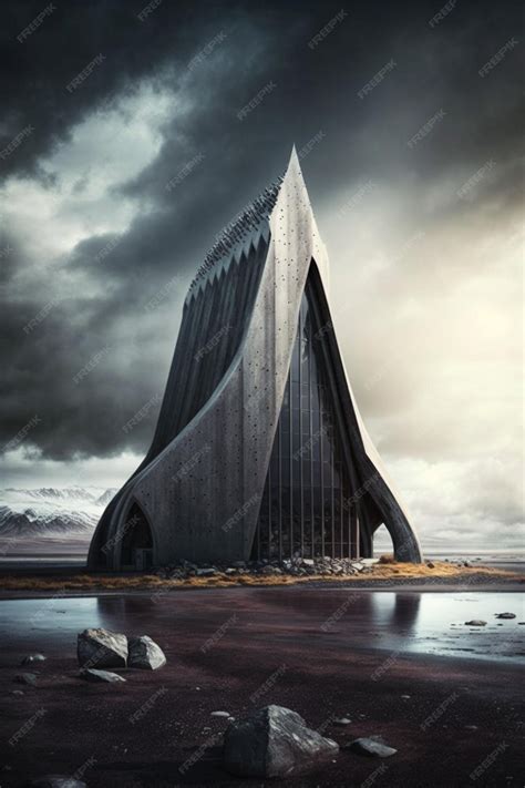 Premium Photo A Large Building With Triangular Shaped Structure Generative Ai