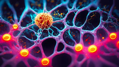 Microscopic Of Neural Network Brain Cells Generative Ai Stock Illustration Illustration Of