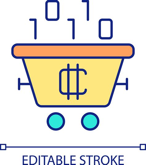 cryptocurrency mining rgb color icon cart and binary code blockchain