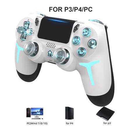 Rgb Light Wireless Gamepad Bluetooth Controller For Ps4 Ps3 Console Computer Pc 6 Axis Gyroscope