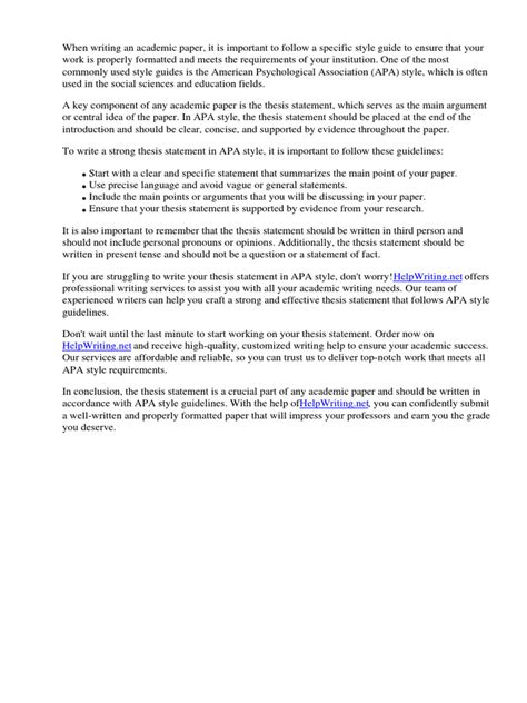 Apa Style Thesis Statement Download Free Pdf Apa Style Thesis