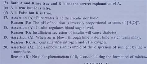 B Both A And R Are True And R Is Not The Correct Explanation Of A C