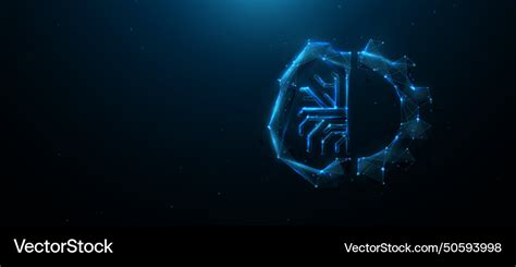 Brain And Gear Cog Icon With Lines Triangles Vector Image