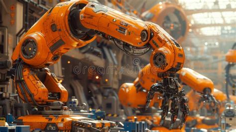 Industrial Robot Arm In High Tech Factory Generative Ai Stock Illustration Illustration Of