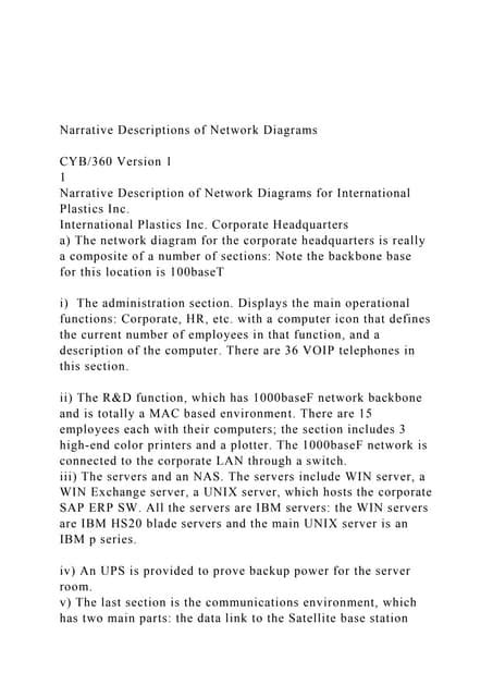 narrative descriptions of network diagramscyb360 version docx computer networking computing
