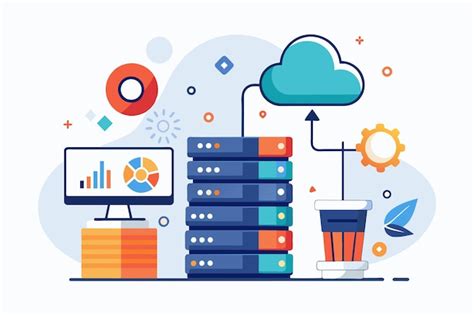 Premium Vector Folders Stacked On A Surface With A Cloud Hovering