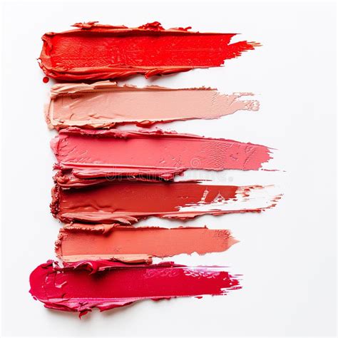 Vibrant Lipstick Swatches Red Pink And Nude Shades For Beauty Stock