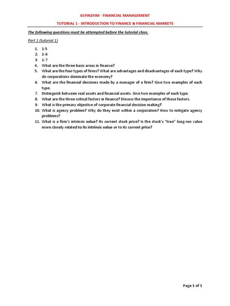 2023 Tutorial 1 Fma Pdf