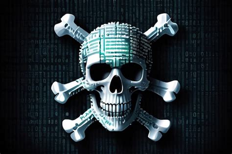 Premium Photo Internet Security And Malware Concept Illustration A Skull And Bones Symbol Made