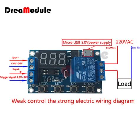 DC 6 30V Support Micro USB 5V LED Display Automation Cycle Delay Timer Control Off Switch Delay