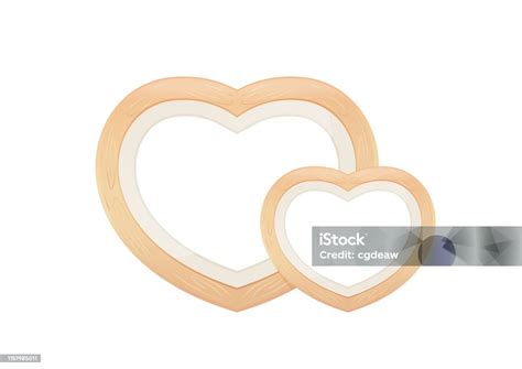 갈색 파스텔 색상 나무 프레임 더블 심장 모양 고립 된 흰색 배경 연인 사진 결혼식과 사랑 하는 마음 모양 프레임 나무 액자 아름 답 고 세련 된 심장 모양 프레임 파스텔