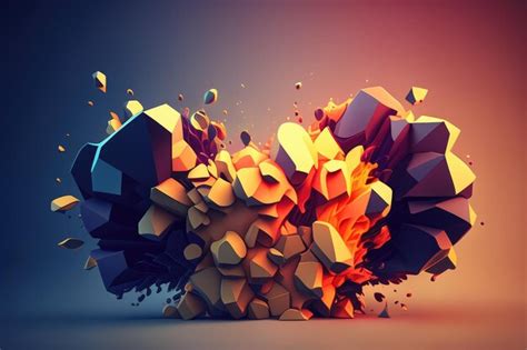 Premium Ai Image Exploding 3d Shapes On Gradient Background