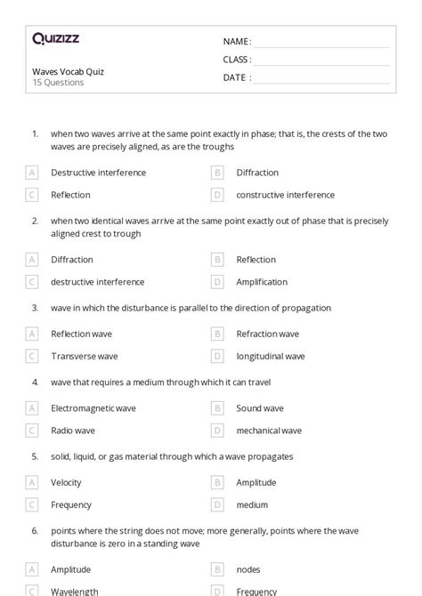 50 Electromagnetic Waves And Interference Worksheets For 11th Class On Quizizz Free And Printable