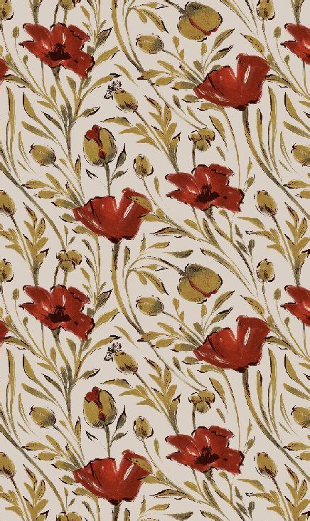 Маковый ветер Ботанические принты Текстильные принты Дизайн