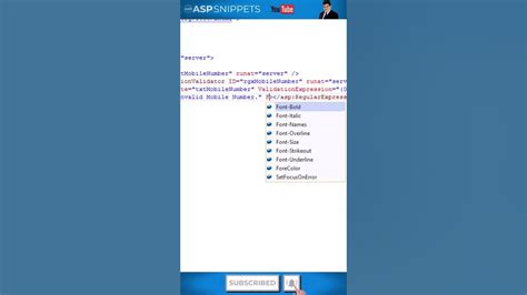indian mobile number validation using regularexpressionvalidator in asp