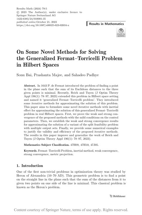 On Some Novel Methods For Solving The Generalized Fermattorricelli Problem In Hilbert Spaces