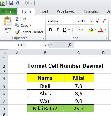 Menggunakan Format Cell Number Decimal Pada Excel Belajar Office