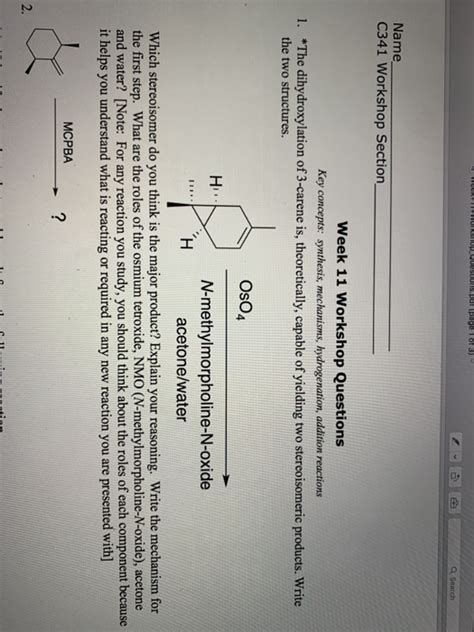 Solved Of 3 Name C341 Workshop Section Week 11 Workshop Chegg Com