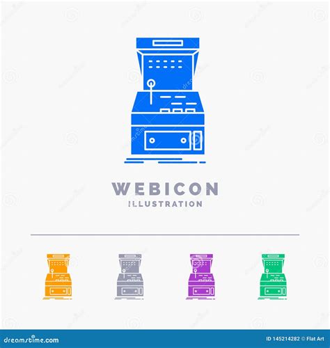 Arcade Console Game Machine Play 5 Color Glyph Web Icon Template Isolated On White Vector