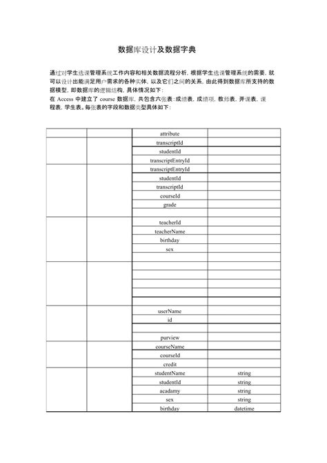 汇总学生选课系统数据库设计及数据字典docx